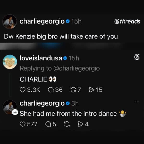 Love Island USA’s Charlie Georgiou Promises to “Take Care” of Kenzie ...